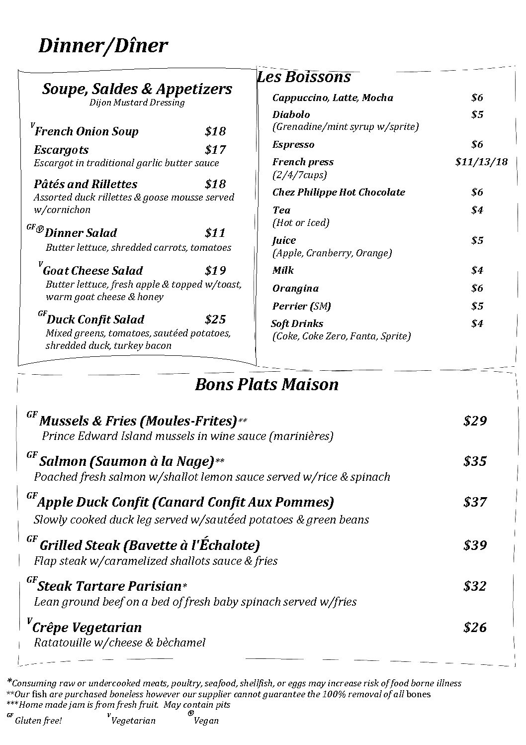 Menu – Chez Philippe