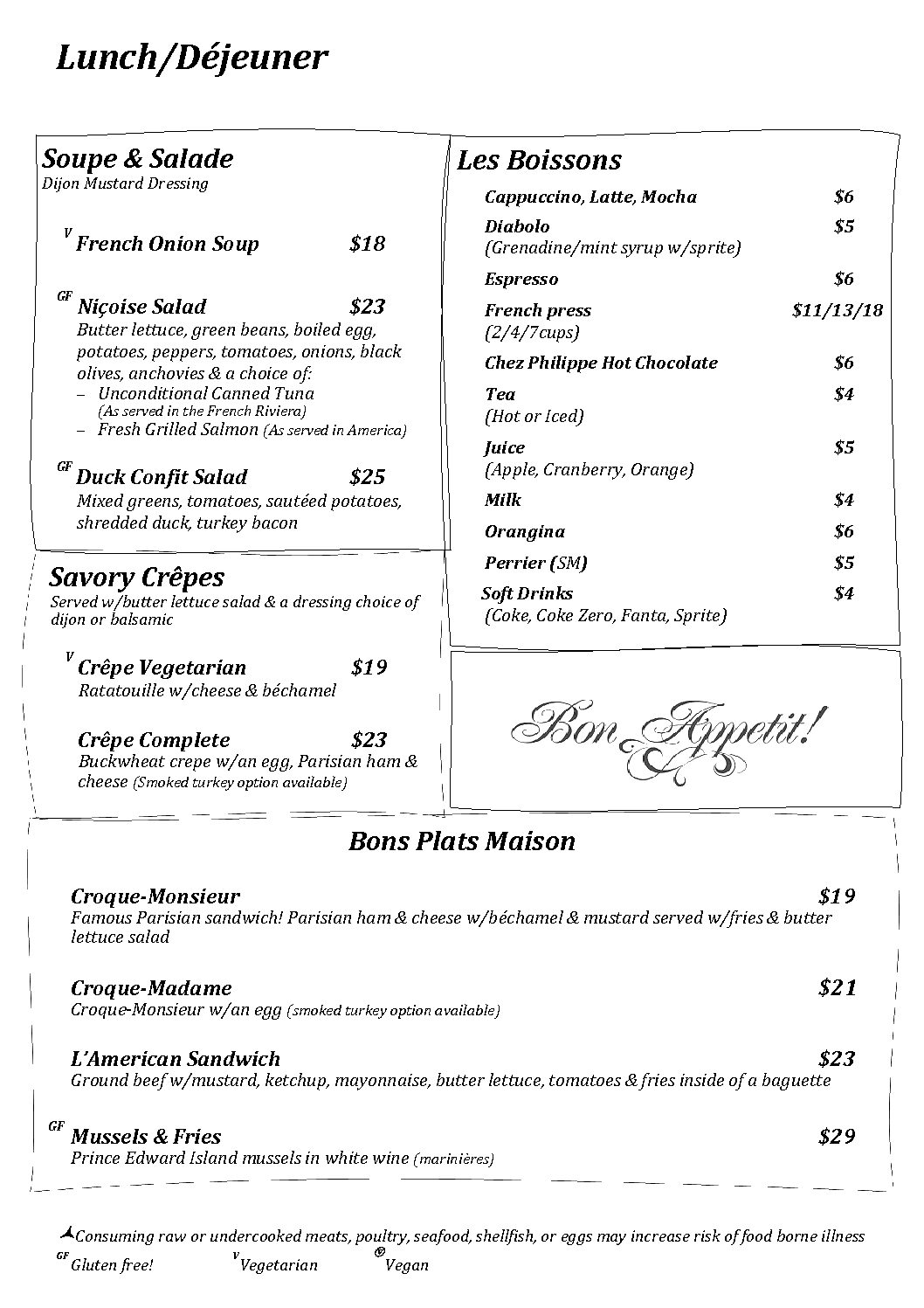 Menu – Chez Philippe