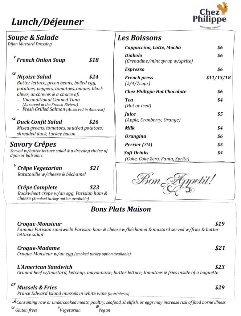 Menu – Chez Philippe