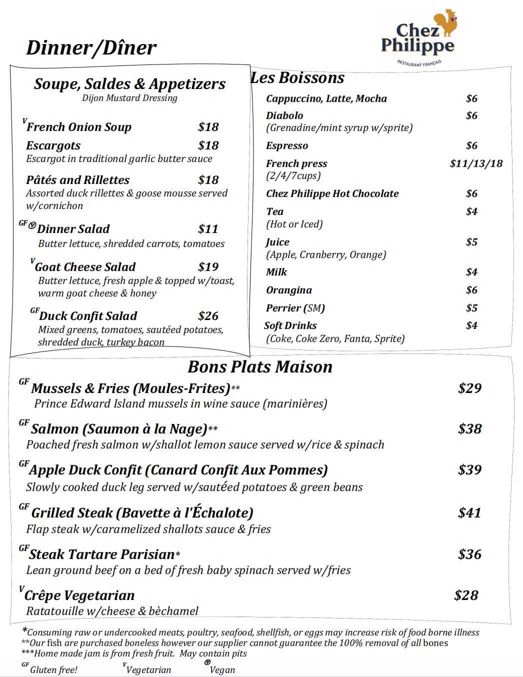 Menu – Chez Philippe