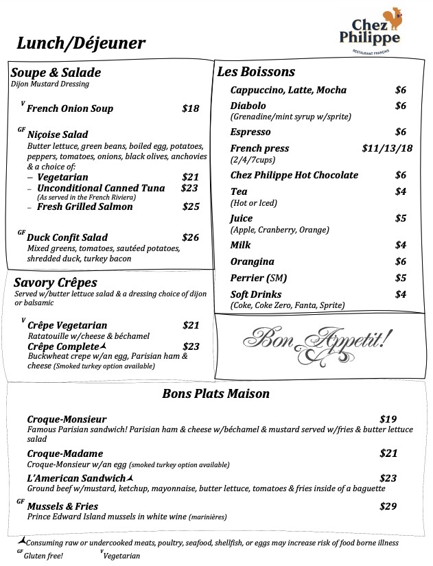 Menu – Chez Philippe