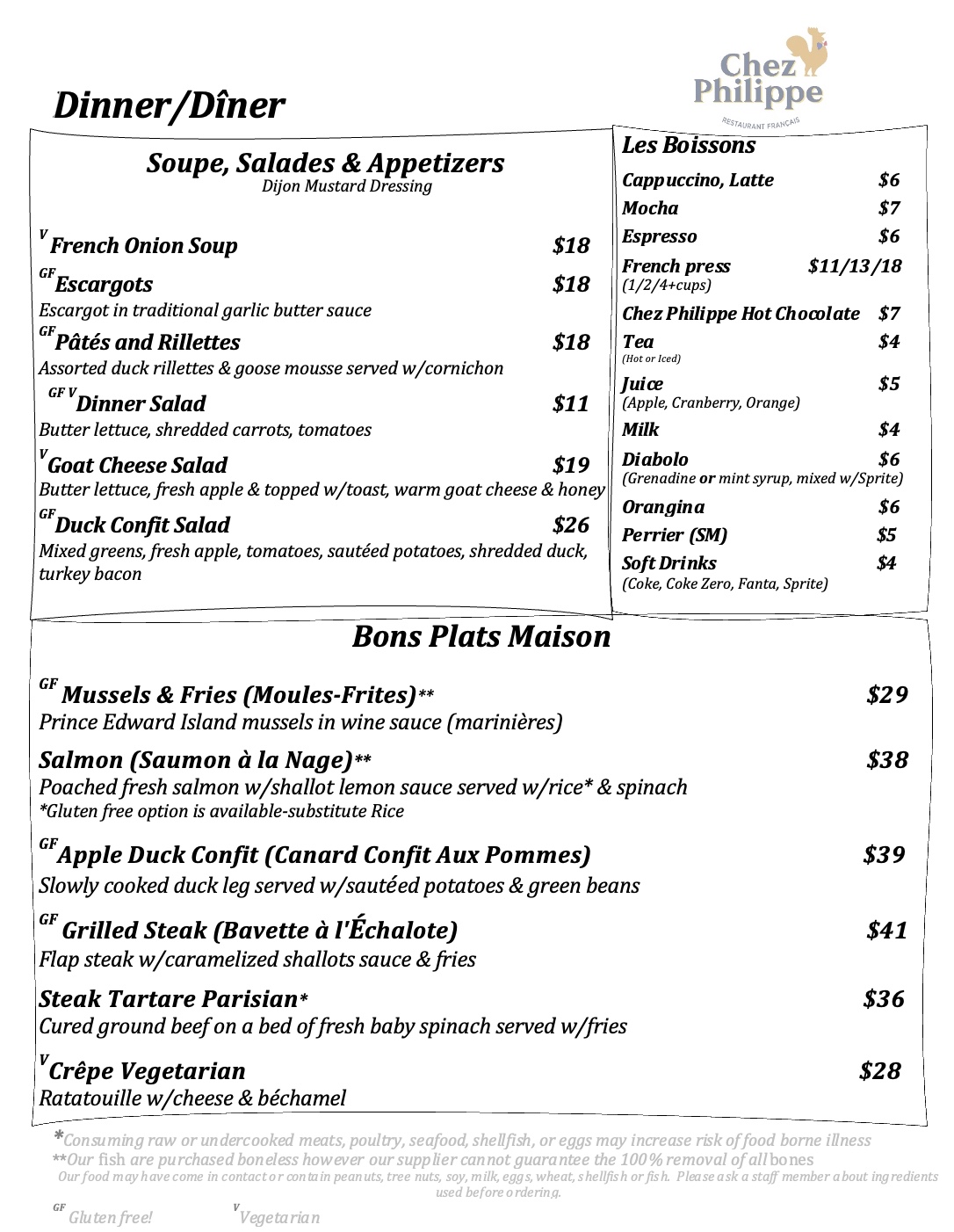 Menu – Chez Philippe