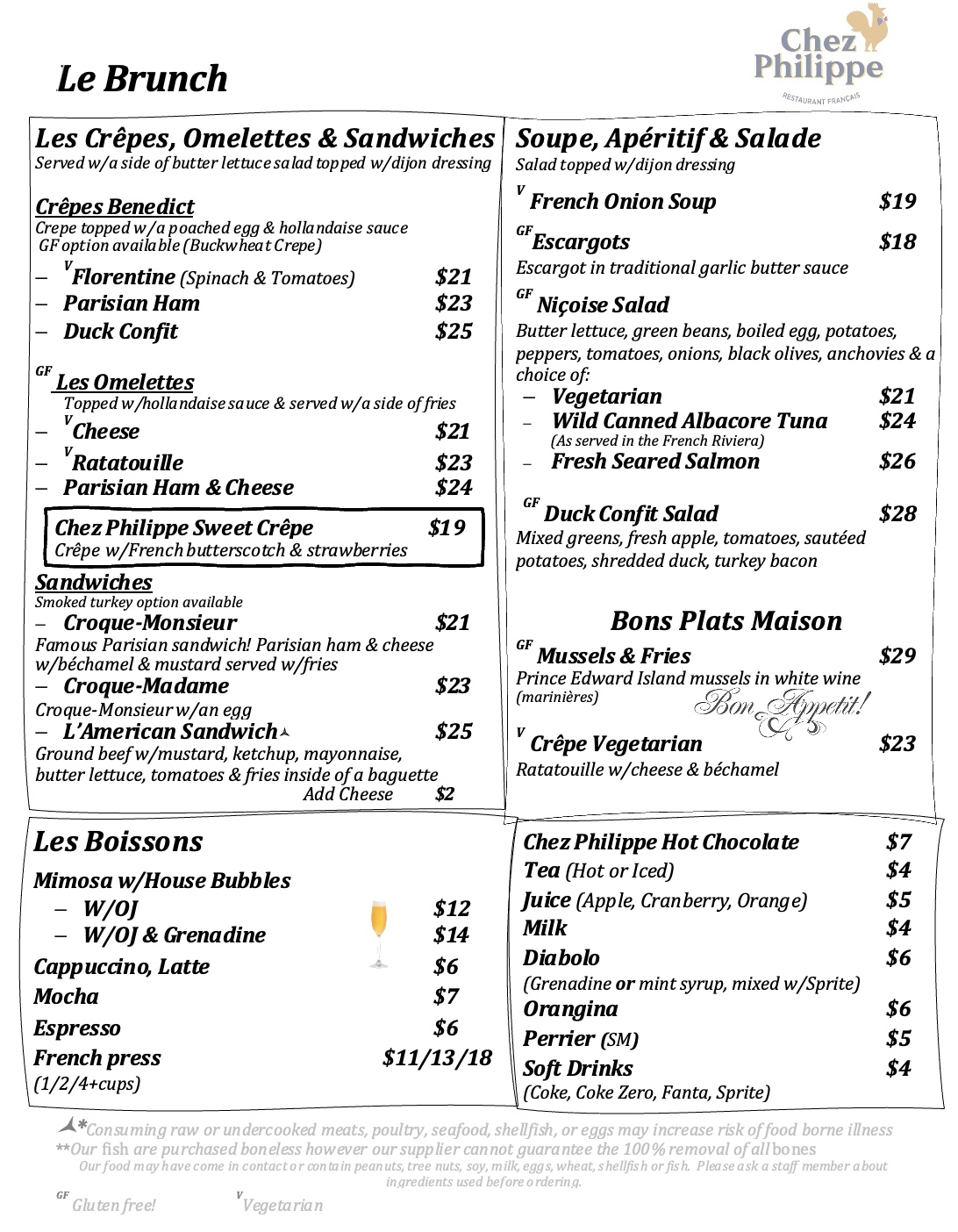 Menu – Chez Philippe